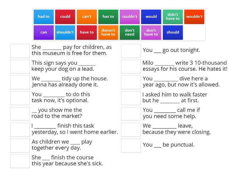 Modal Verbs 1 - Match up