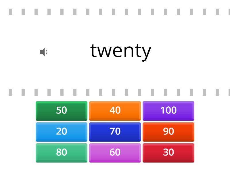 Numbers 20-100 - Find the match