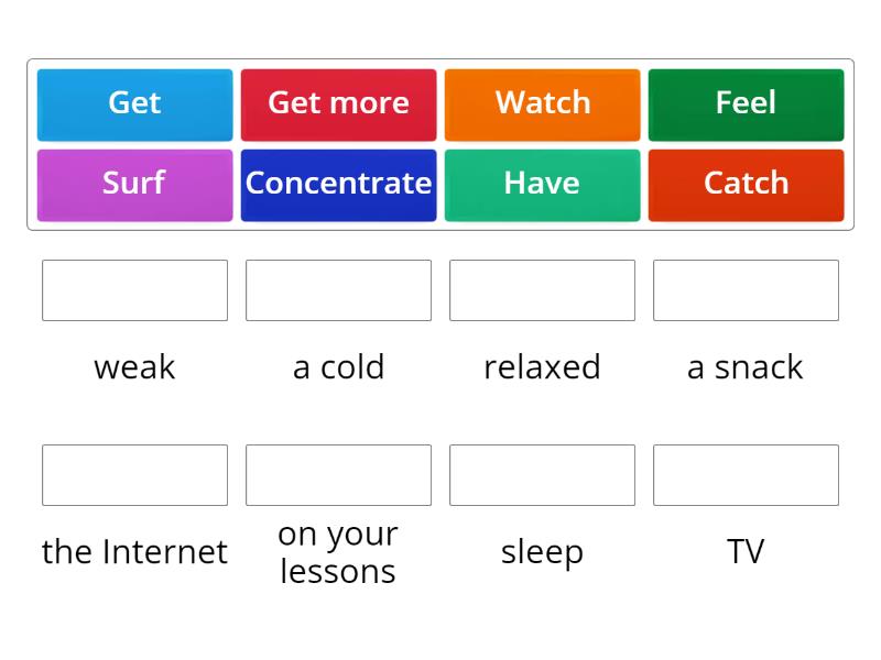 Match verbs with nouns to form collocations - Match up