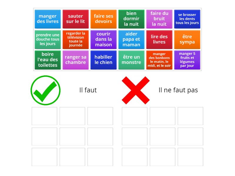 Teens A2.1 - Il faut, il ne faut pas - Group sort