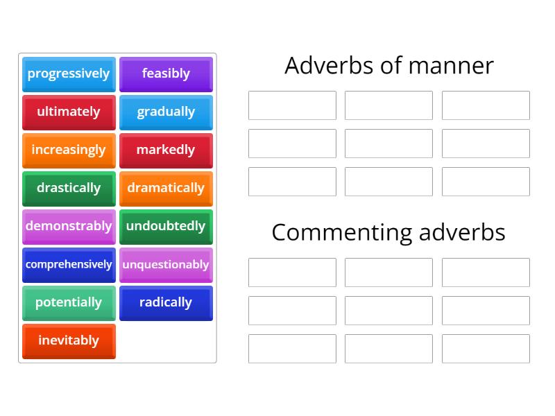Adverbs of manner vs commenting adverbs - Group sort