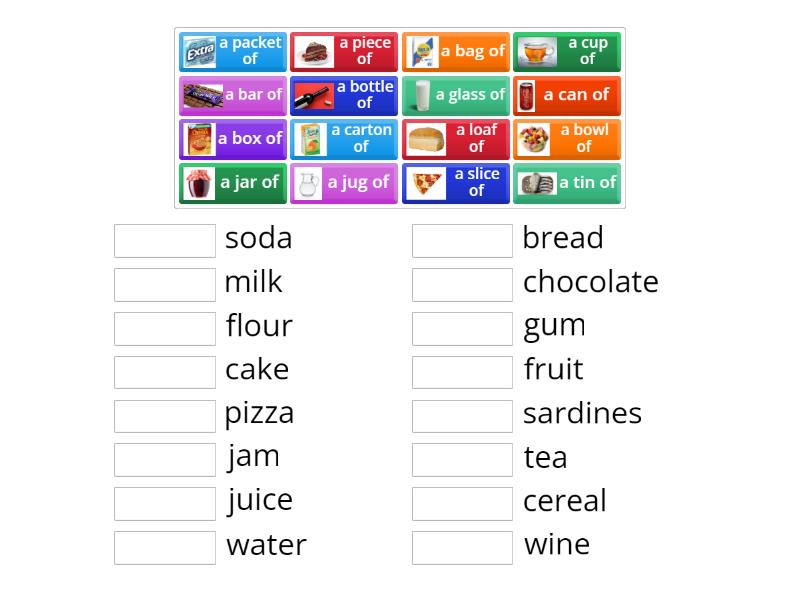 FOOD PARTITIVES - Match up