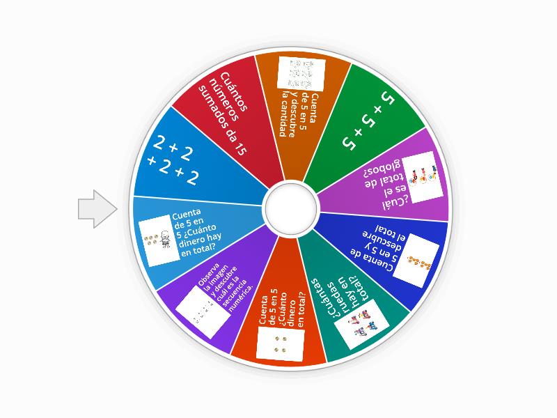 Juguemos a contar de 2 en 2 y de 5 en 5 - Rueda aleatoria