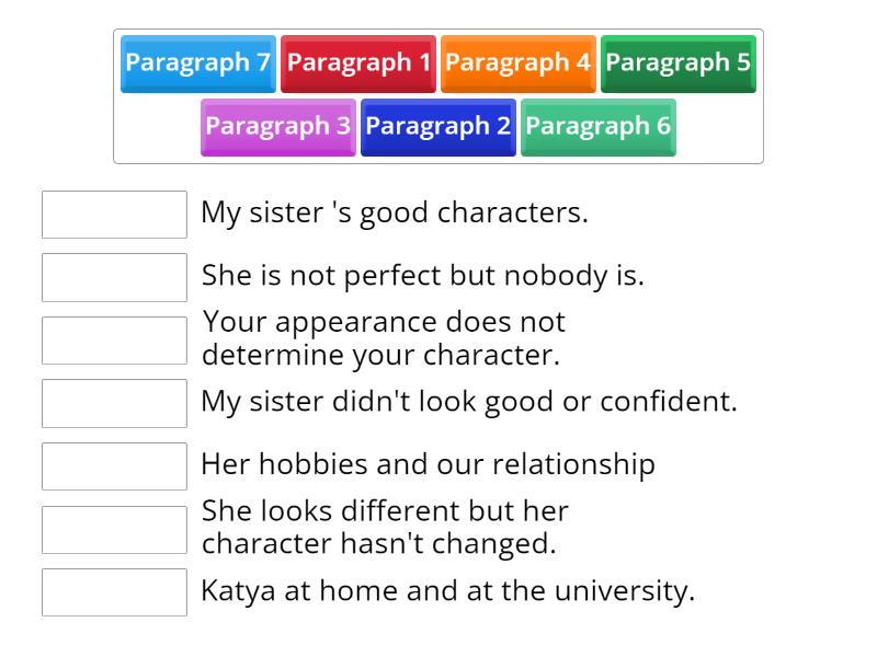 Appearance 24 - paragraphs and topics - Match up