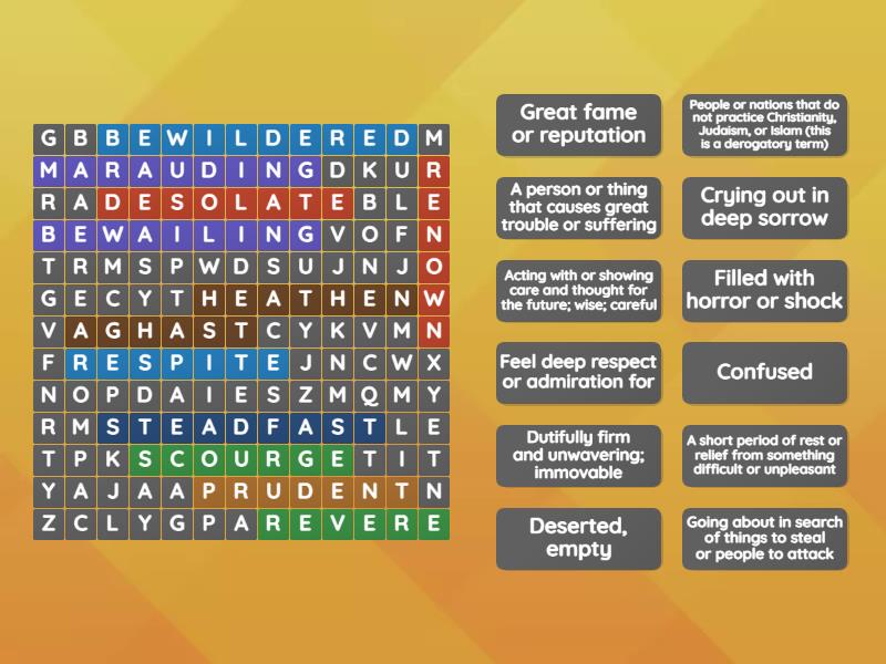 Pd. 1 Beowulf Lines 1-193 Word Search - Wordsearch