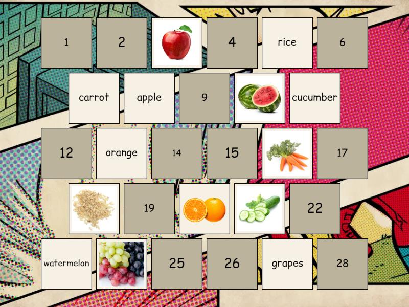 Fruits and Vegetables - Matching pairs