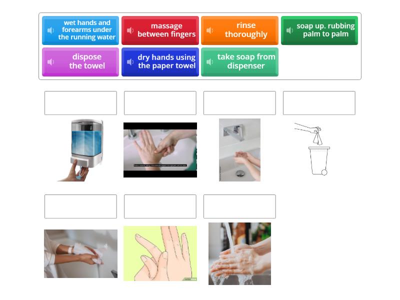 instruction : washing hands - Match up