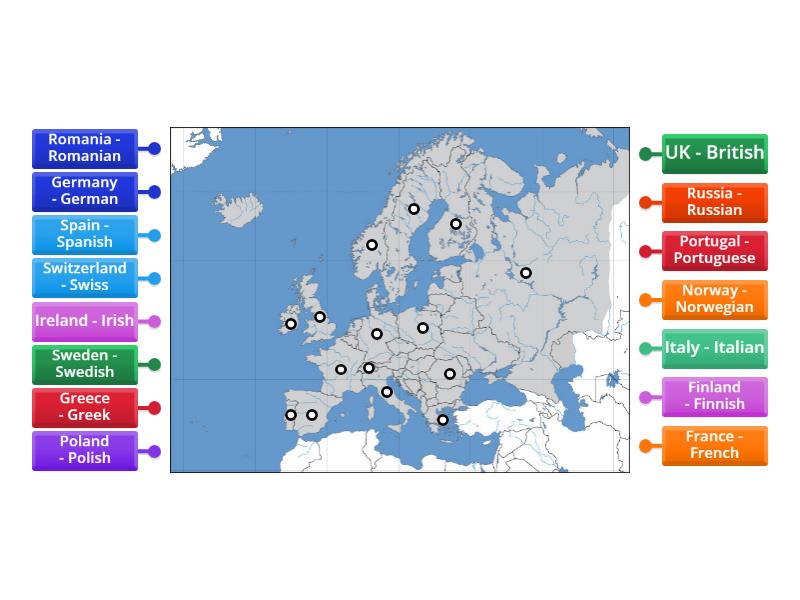 6th A Countries and Nationalities - Europe - Labelled diagram