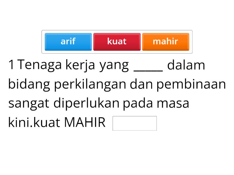 Pilih jawapan yang betul berdasarkan soalan yang diberikan tentang kata ...