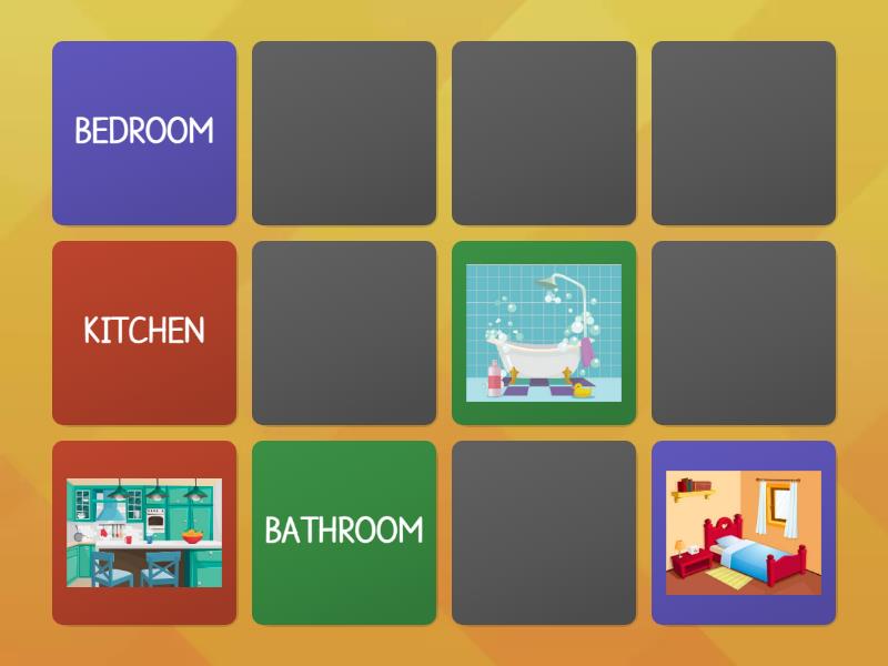 MEMORY GAME Parts of the house - Matching pairs