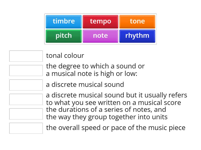 Building elements of music - Match up