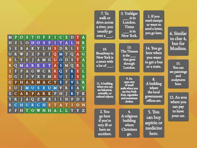 Unit 10A Vocabulary - Sopa de letras