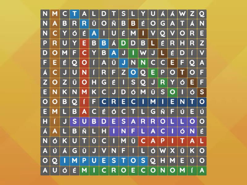 Sopa de letras Macroeconómica - Kelime avı