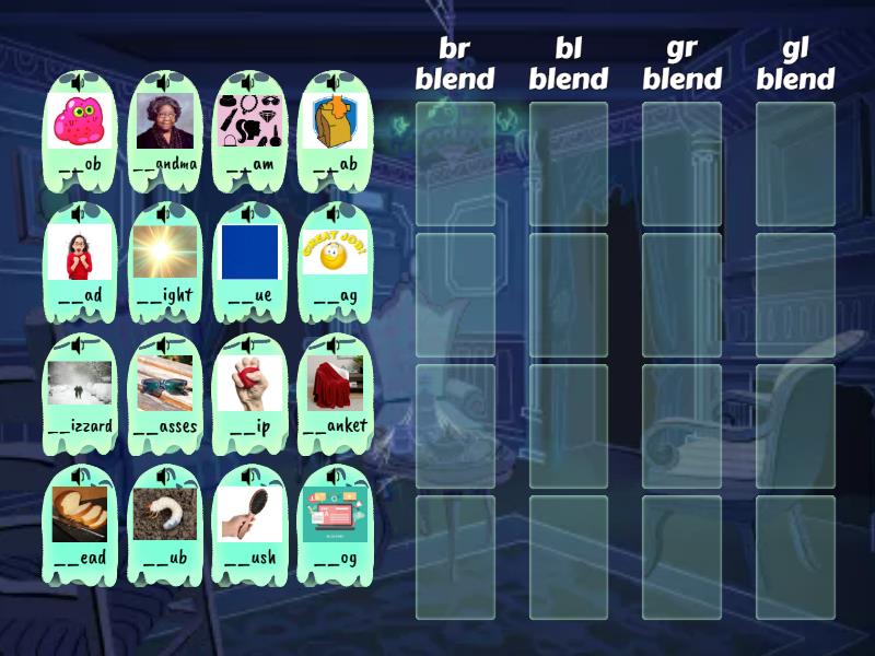 Blends (br, bl, gr, gl) - Group sort