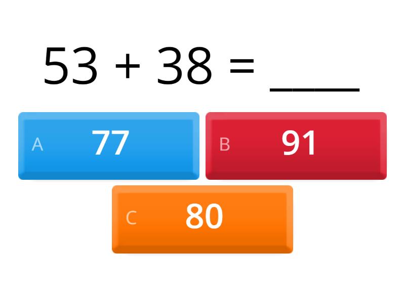 : adding 2-digit numbers across a ten - Quiz