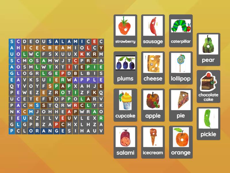 The very hungry caterpillar - Wordsearch