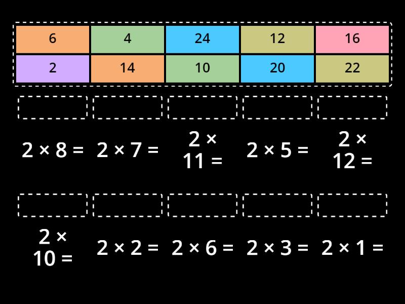 Practice for 2X tables. - Match up