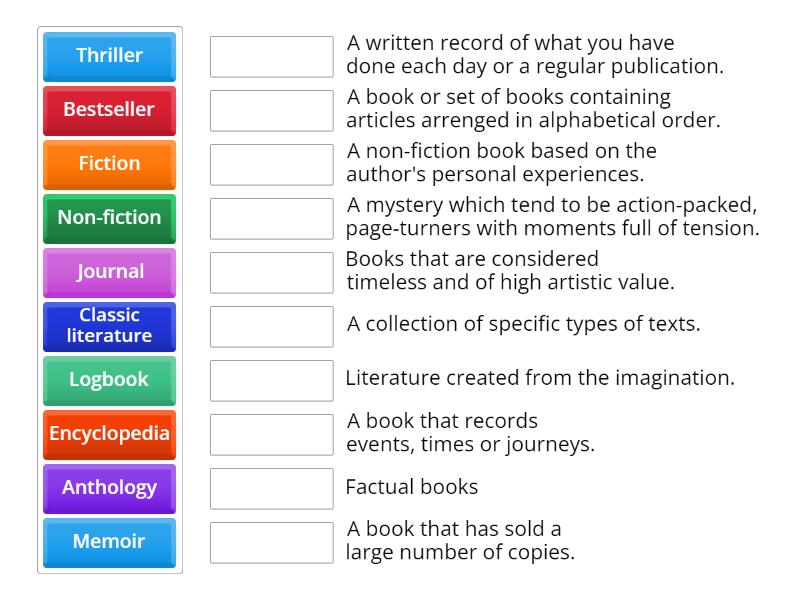 Types of Books - Match up