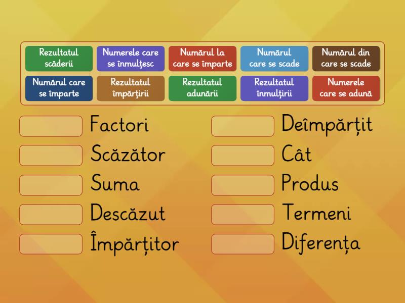 terminologie mate clasa a II-a - Match up