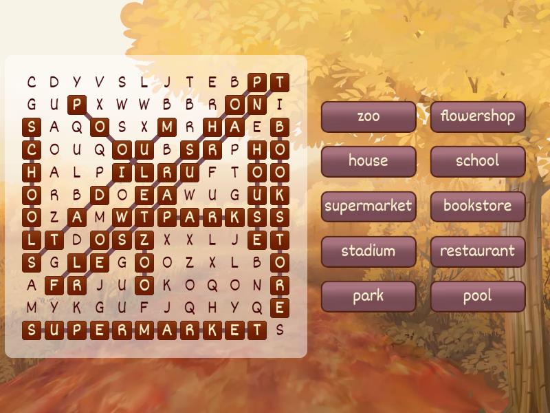 PLACES IN MY TOWN - Wordsearch