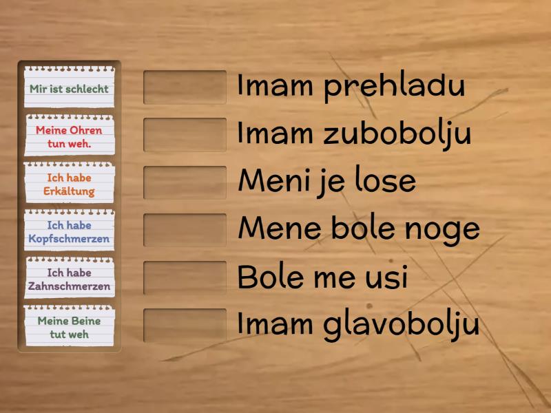 Übersetzung von Schmerz, prevedi - Match up