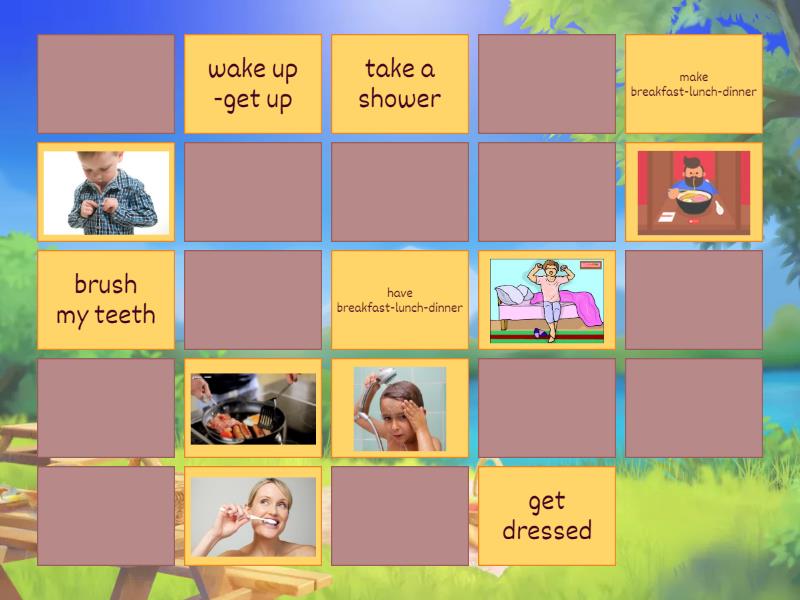 Rutina diaria - Daily routines - Matching pairs