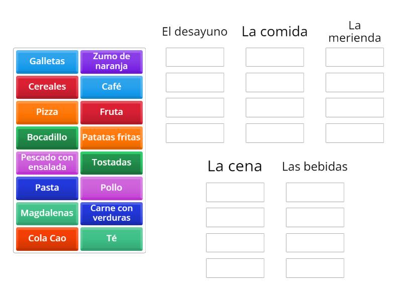 La comida - meals - Group sort