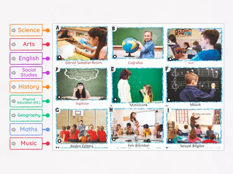 5 1.ünite School Subjects Etiketleme set-2 - Labelled diagram