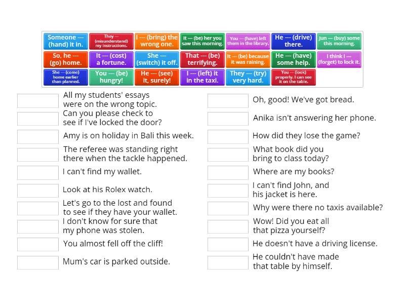 R4 Unit 2 Input 1 - Past Modals of Deduction - Match up