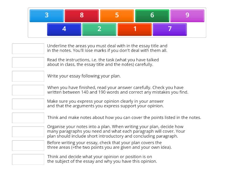 Essay - Checklist - Match up