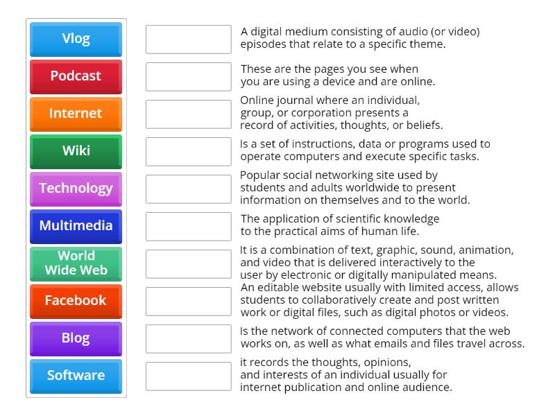 Basic Concepts of ICT - Match up