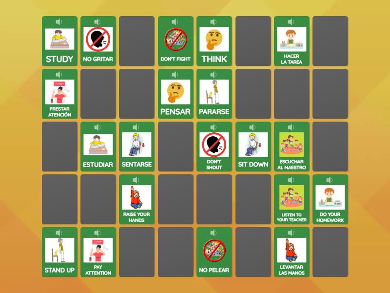 CLASSROOM RULES MEMORY GAME - Matching pairs