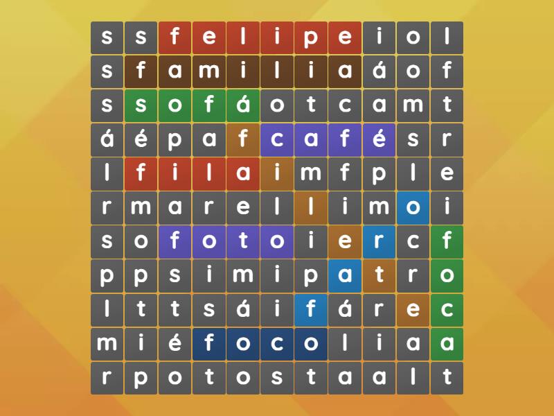 Vocabulario letra Ff - T3w9 - Wordsearch