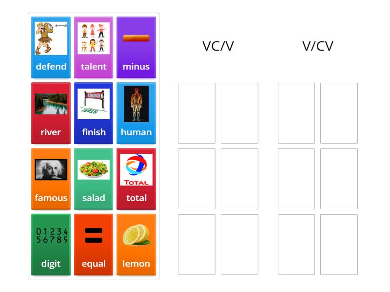 Syllable Pattern VC/V and V/CV - Group sort