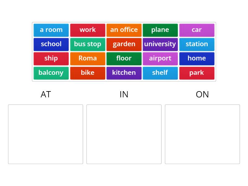 Prepositions of place and movement - Group sort