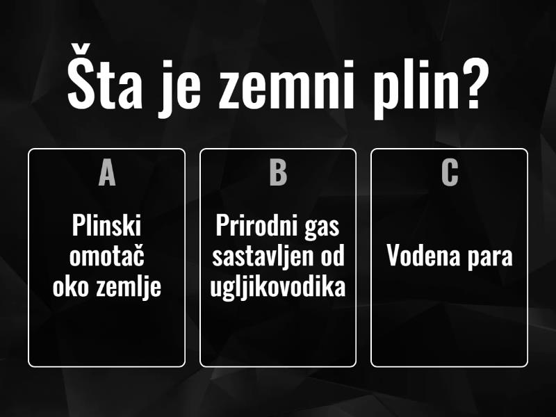 Zemni plin - Cuestionario