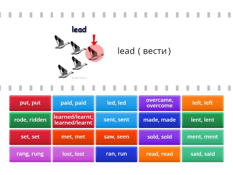 Irregular verbs 3 lead-set - Find the match