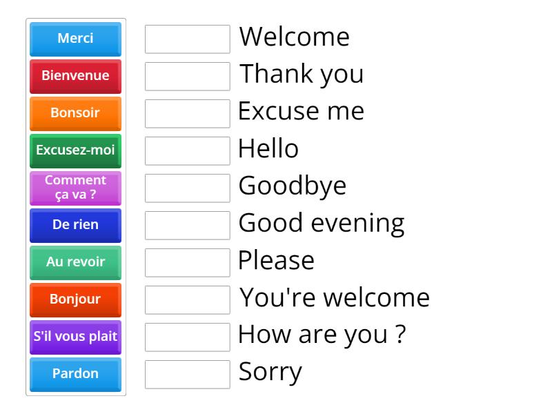 Vocabulary 1st class - Match up