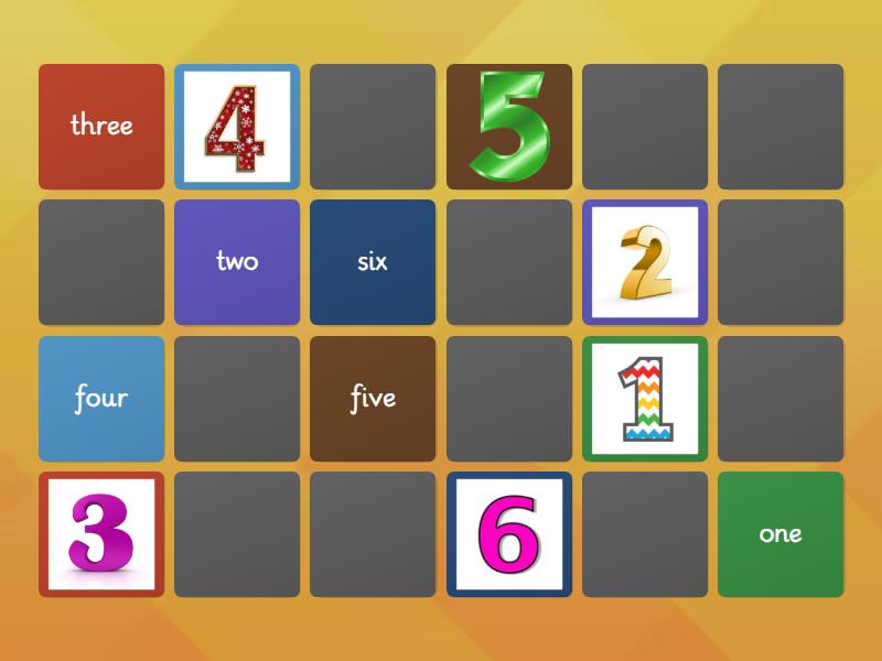 Numbers 1-12 - Matching pairs