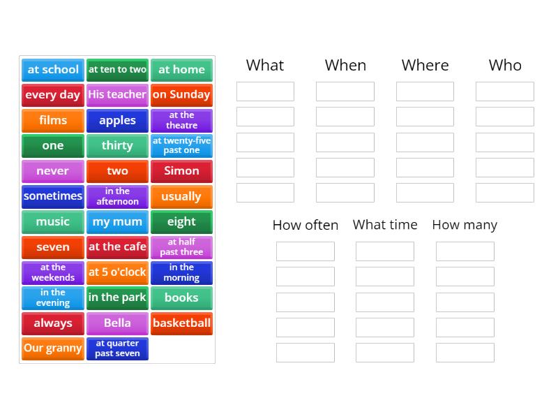 Question words - Group sort