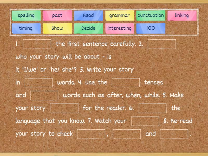PET-Writing Part 2_Writing a story Tips - Complete the sentence