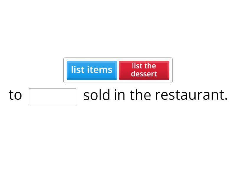 PURPOSE OF MENU - Complete the sentence