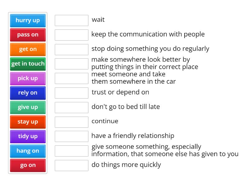Roadmap, B1+, unit 1C phrasal verbs - Match up