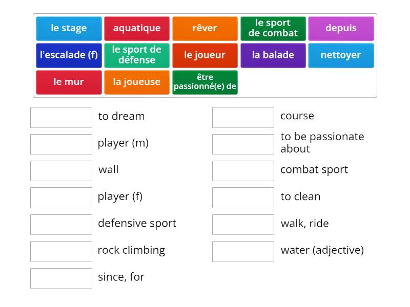 JGF - AQA GCSE - French - 3.3 F - Le sport, c’est ma passion! - Match up