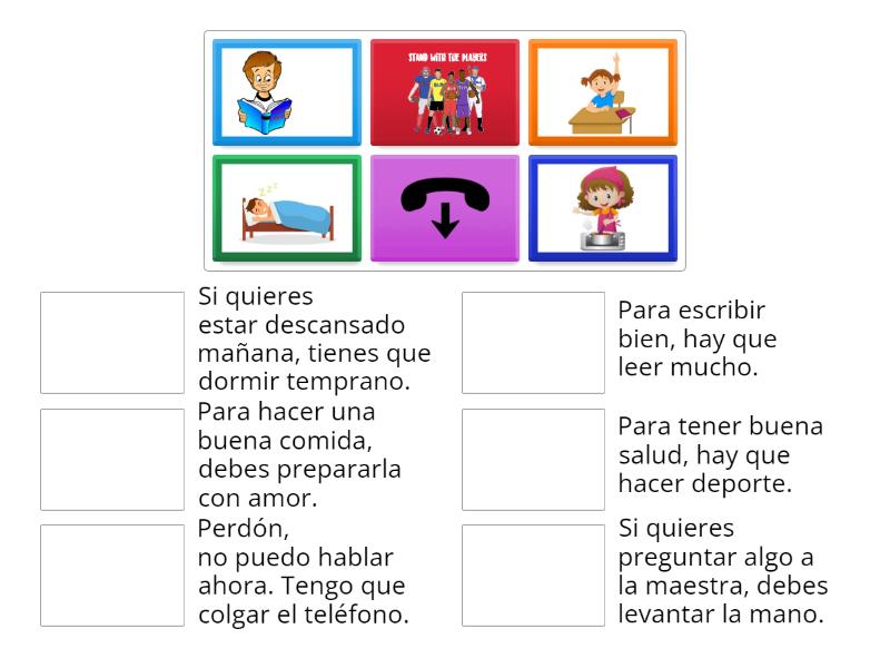 Hay que, tener que, deber + infinitivo - Match up