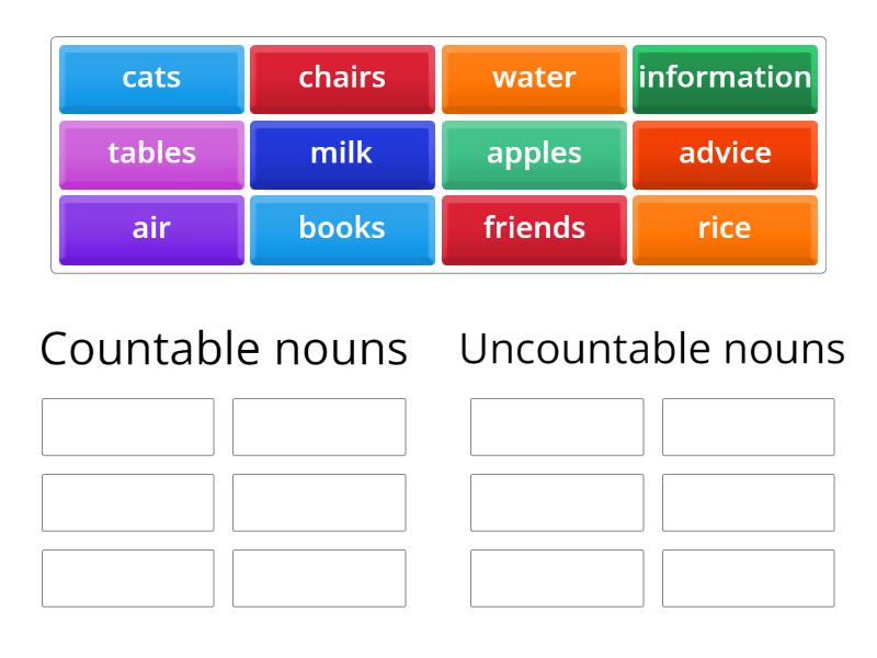 Countable vs Uncountable nouns - Group sort