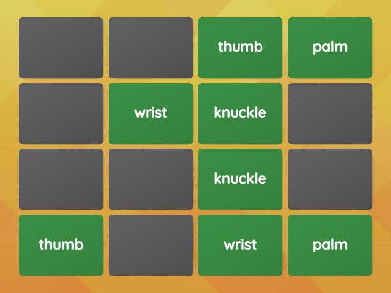 Parts of the hand - Matching pairs