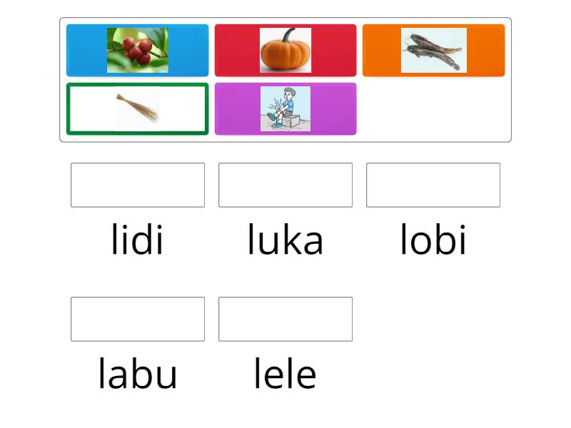 Bermain suku kata la - le - li - lo - lu - Match up