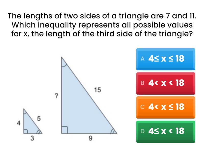 Quiz Bee On Triangle Inequality Theorem Questionário