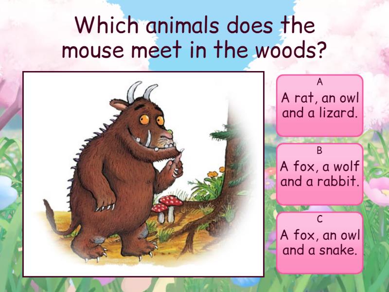THE GRUFFALO READING COMPREHENSION ACTIVITY - Cuestionario